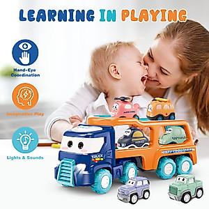 Rubikliss Toddler Toys Car for Boys, Kids Toys for 1 2 3 4 5 6 Year Old Boys, 7 in 1 Big Carrier Cartoon Trucks, Toddler Toys Age 2-4 Baby Toys 12-18 Months Birthday Gift Toddler Toys Age 1-2