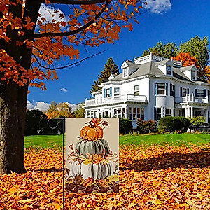 Covido Happy Fall Garden Flag Home Decorative Pumpkin Patch Maple Leaves House Yard Outside Small Flag, Welcome Autumn Outdoor Harvest Decoration Farmhouse Thanksgiving Decor Flag Double Sided 12 x 18