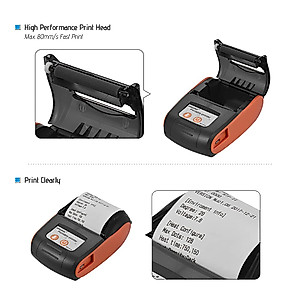 BISOFICE PT-210 Portable Mini Thermal Printer Handheld 58mm Receipt Printer for Retail Stores Restaurants Factories Logistics, 10 Paper Rolls