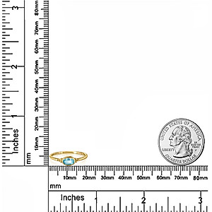 GEMISTRY East-West 14k Gold over Sterling Silver Swiss Blue Topaz Gemstone Stackable Solitaire Bezel Ring