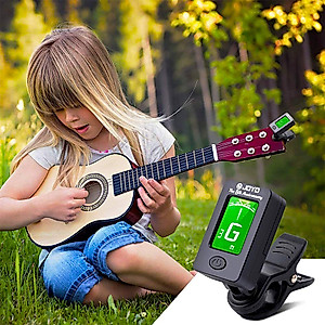 JOYO Guitar Tuner Clip on Digital Electronic Tuner for Guitar, Bass, Ukulele, Violin, Mandolin, Acoustics Calibration Tuner (JT-01, Black, 1PC)