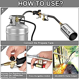 POWERFUL Propane Torch Weed Burner,Blow Torch,Flamethrower with Turbo Trigger Push Button Igniter and 9.8 FT Hose,for burning weeds,Roof Asphalt, ice snow,Road Marking,Charcoal