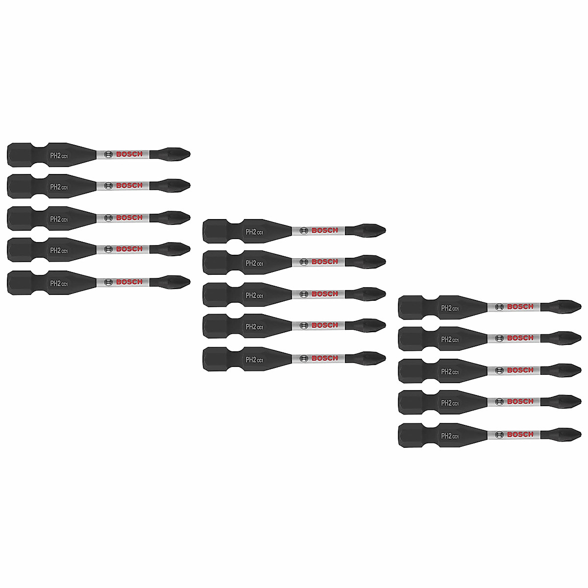 BOSCH ITDPH2215 15-Pack 2 In. Driven Phillips #2 Impact Tough Screwdriving Power Bits