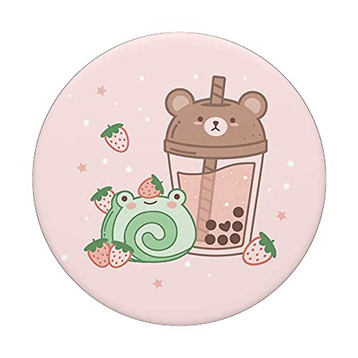 Boba Tea Bear & Strawberry Cake Frog Cute Kawaii Aesthetic PopSockets Swappable PopGrip
