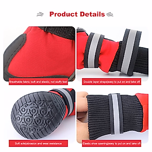 TOOPONE pet Dog Shoes high top Waterproof Anti-Slip wear-Resistant Sturdy, Non-Slip Sole Winter Dog Big Cotton Boots,(Red) (S)