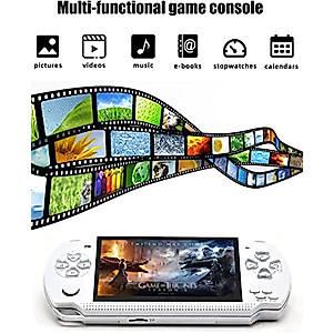 KToyoung Handheld Game Console, Built-in 1200 Games 4.3’’ HD Screen Retro Gaming System, Support TV Output, Portable Rechargeable Game Console with Dual Joystick, Best Gift for Kids and Adult (White)