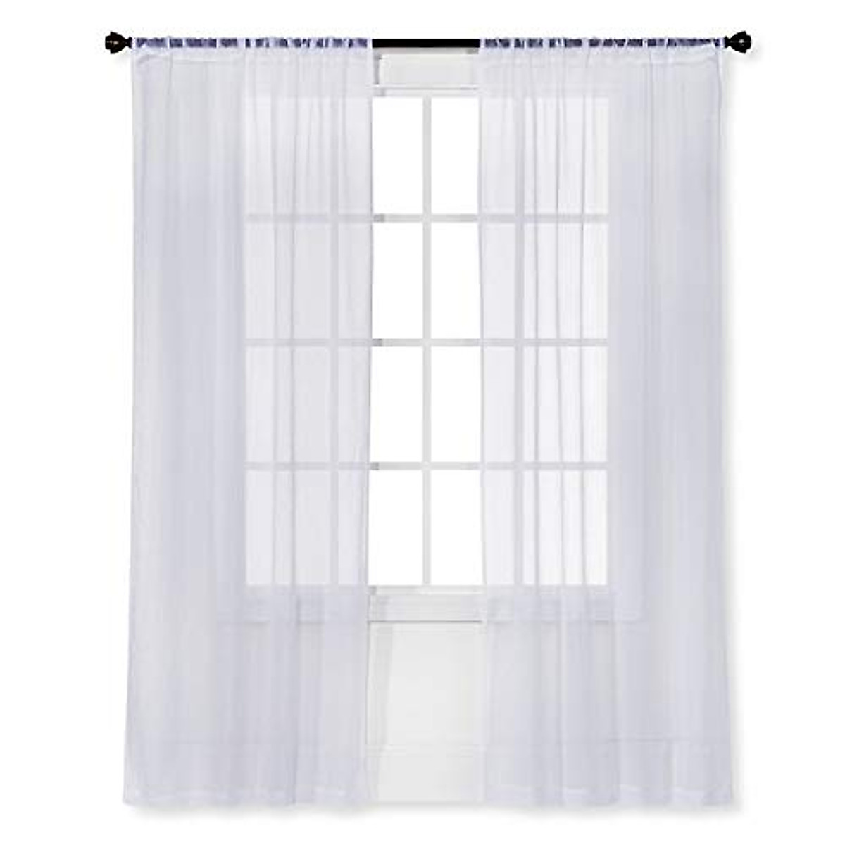 Room Essentials Sheer Curtain Panel (White Crinkle Voile, 40" W x 63" L)