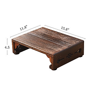 GZQWDC Wood Bed Step Stool,Wide Wooden Stepping Stool for Kids & Adults,Desk Foot Stool,4 inch Step Stool,Low Footrest Step Platform
