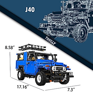 TOYSLY Off-Road Pickup J40 Land Cruiser MOC Technique Building Blocks and Engineering Toy, Adult Collectible Model Cars Kits to Build, 1:12 Scale Truck Model (2101 Pieces)