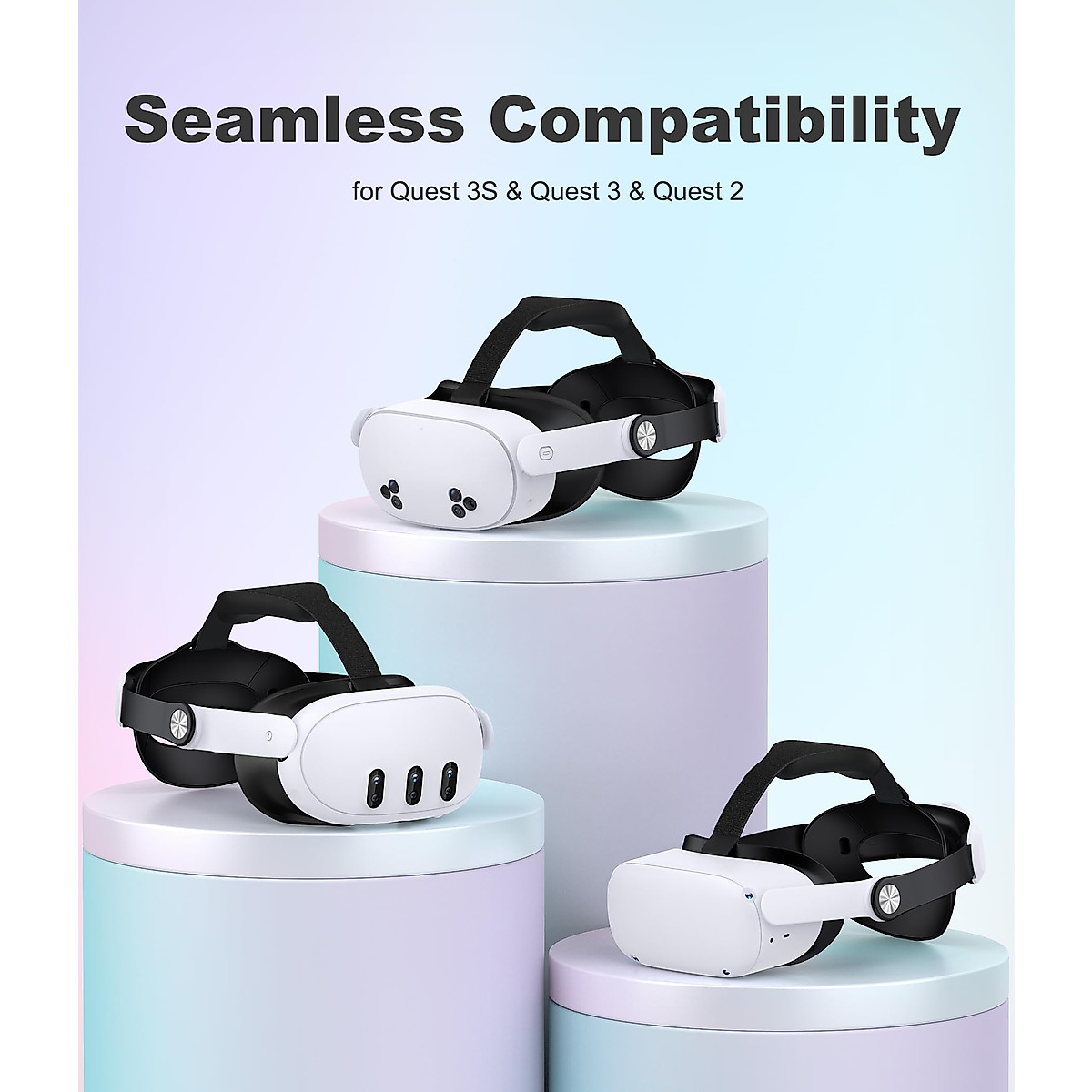 Kawaye for Meta Quest 3S/Quest 3/Quest 2 Head Strap, Adjustable Head Strap for Elite Strap, VR Headset Strap Enhanced Support&Comfort&Reduce Pressure