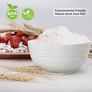 【Set Of 6】Unbreakable Cereal Bowls, 25 OZ Wheat Straw Bowls Microwave and Dishwasher Safe BPA-Free Eco-Friendly Bowl Beige Color for Cereal, Serving ,Soup, Oatmeal, Pasta and Salad（NOT CERAMIC）