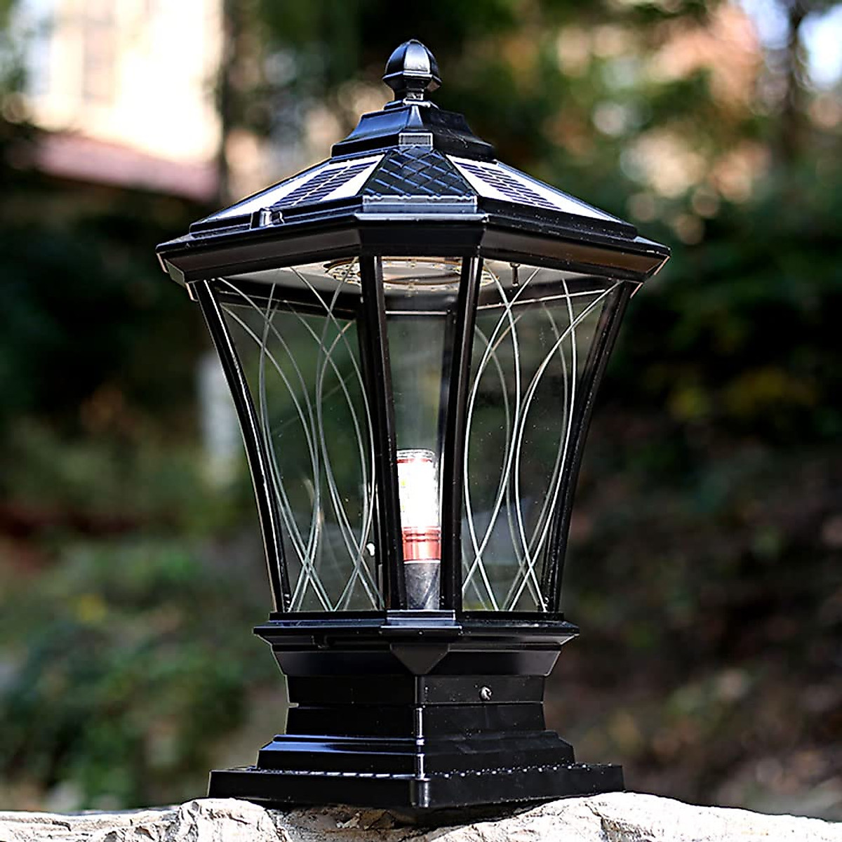 SHUANGZ Solar Post Lights Waterproof and Rust-Proof Aluminum Villa Solar Light Outdoor Fence Pier Mount Vintage Post Lamp for Garden Deck Lighting Home Gate Pillar Lights