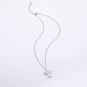 LIKGREAT Menorah Necklace Chanukah Necklace for Women Menorah Pendant Necklace Jewish Necklace for Women Hanukkah Jewelry