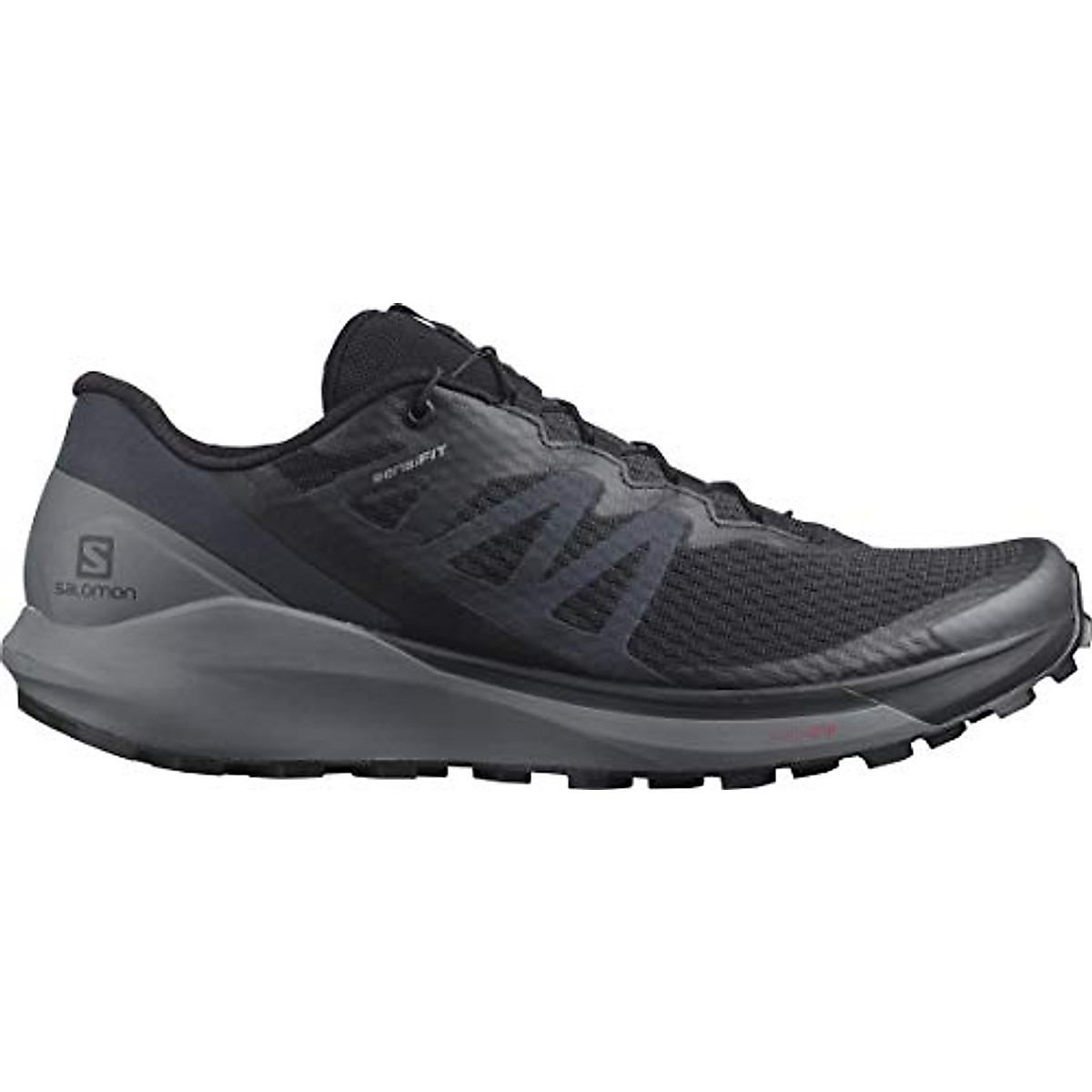 Salomon Sense Ride 4 Trail Running Shoes for Men, Black/Quiet Shade/Ebony, 12