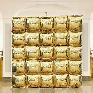 Orgnafey Mylar Metallic Gold Flat Square Foil Balloons Wall Tunnel Background Double Sided Chrome Gold&Silver Balloon Arch Garland Kit For Birthday Graduation Anniversary Party Backdrop Decorations