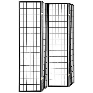 ORE International 4-Panel Shoji Screen Room Divider, Black