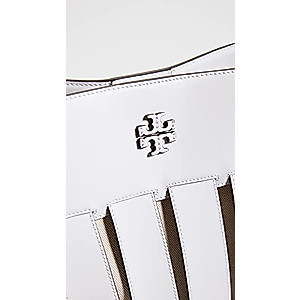 Tory Burch Women's McGraw Stripe Die Cut Bucket Bag, Blanc, One Size
