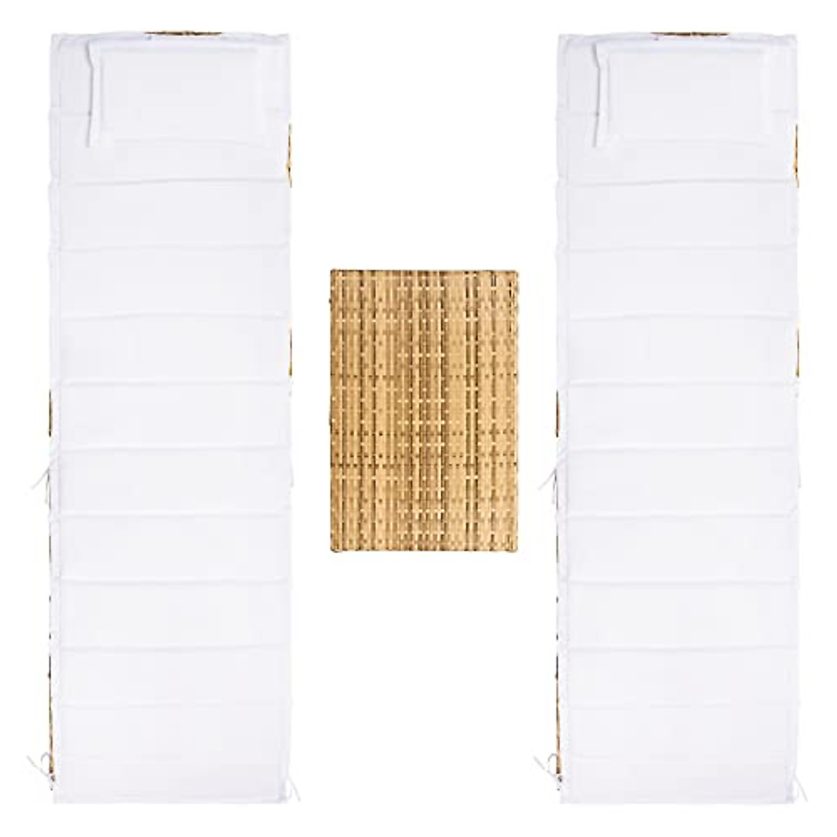 SAFAVIEH Outdoor Collection Carew Natural/White Cushion 3-Piece Chaise Lounge Chair Set with Table (PAT7720D)