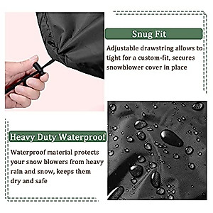 AKEfit Snow Blower Cover, 420D Waterproof UV Protection Heavy Duty Snow Blower Cover, Durable Patio Cover for Electric Snowblowers, Design with Double Seam and Drawstring - 50x35x43In Black