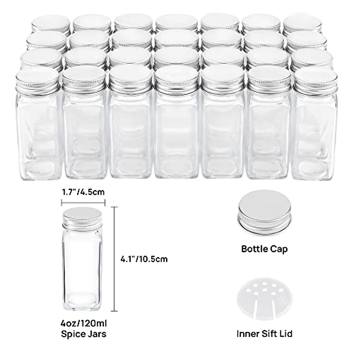 Vtopmart Spice Rack Organizer for Cabinet, 4-Tier Spice Organizer with 28 Empty Spice Jars and 432 Spice Labels, Seasoning Organizer for Countertop, Cabinet, Kitchen, Pantry, Cupboard