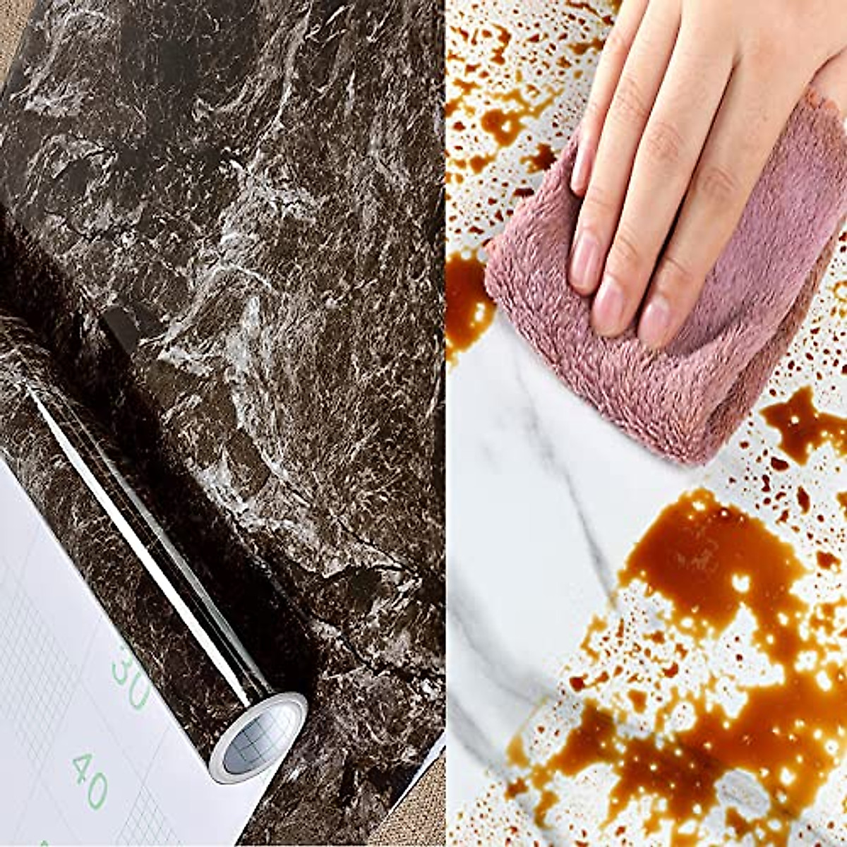 Luxury Self Adhesive Contact Paper Kitchen Stickers Roll/Oil Proof Waterproof Kitchen Countertop Furniture Film Wallpaper Stove Cabinet Stickers 24×200 inch