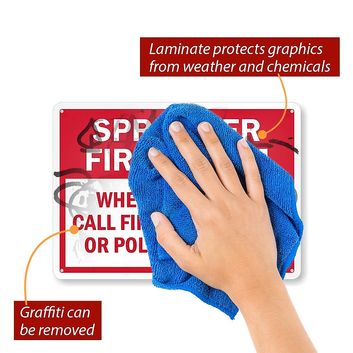 SmartSign "Sprinkler Fire Alarm - When Bell Rings Call 911" Sign | 7" x 10" Aluminum