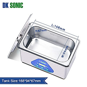 DK SONIC 42KHz Ultrasonic Cleaner with Digital Timer and Basket for Jewelry, Ring, Eyeglasses, Denture, Watchband, Coins, Small Metal Parts, Daily Necessaries, etc (900ML, 110V)