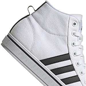 adidas Women's Bravada 2.0 Lifestyle Skateboarding Canvas Mid-Cut Skate Shoe, White/Black/White, 9