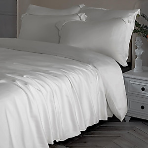 NEXHOME PRO 100% Organic Bamboo Duvet Cover Set Queen - Lightweight Summer Cooling Comforter Cover for Hot Sleepers 90"x90" 3pcs Breathable White Bedding with Corner Ties,Zipper Closure, No Insert