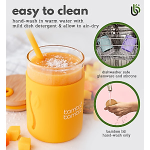 bamboo bamboo Toddler Sippy Cup with Straw and Lid, Transition Drinking Cup for Kids Holds 11.8 oz of Milk, Juice, Water or Smoothies – Glass Kids Cup with Impact-Resistant Silicone Sleeve and Straw