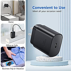 USB C Wall Charger,Costyle 25W Super Fast Charger Type C Block+6.6FT USB C to C Fast Charging Cable for Samsung Galaxy S23/S22/S21 Ultra/Plus/S20 FE/S10e/Note 20/10 Plus/Z Fold3/Flip3/A53/A13(Black)