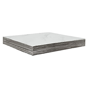 LOHISHIL 32PCS 12 * 12in Stick Floor Tile White Floor Tiles Self, Adhesive Wall Tiles Peel and Stick Floor Tiles Bathroom Floor Stickers for Kitchen, Bedroom, Hallways, Garages, Lobbies(White)