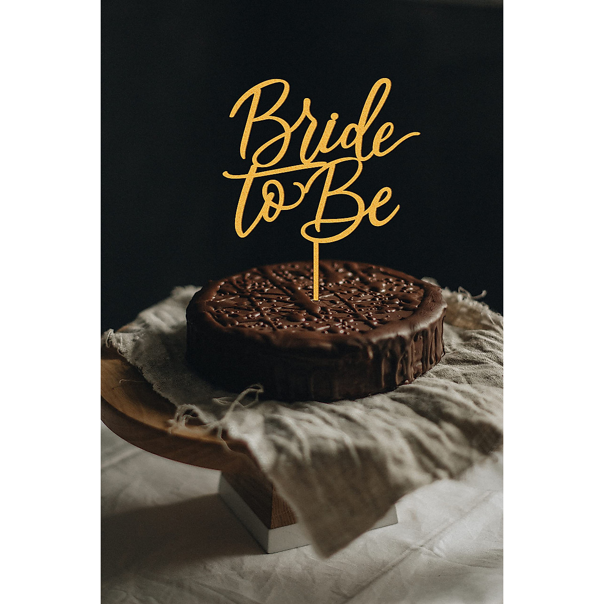 MRAPPY Bride to Be Cake Topper - Wooden Bridal Shower Cake Decorating Supplies - Wedding Cake Topper for Engagement Party/Wedding Party or Proposal Party (Gold)