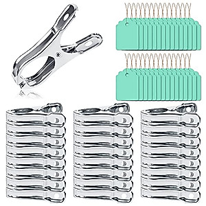 YBB 50 Pcs 2-inch Stainless Steel Greenhouse Clamps Clips with 20 Pcs Hang Tags, Heavy Duty Garden Clips for Netting Plant Cover Film on Greenhouse Hoops
