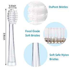 4 Pack Baby Kids Toothbrush Heads, Electric Toothbrush Replacement Heads Compatible with Dada-Tech DT-BB1, DT-977, DT-K6; Compatible with Brush-Baby WildOnes/KidzSonic; for Seago SG513/977, 3-12 Year