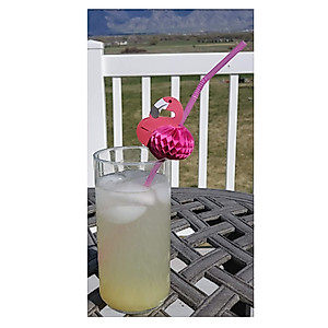 Oriental Trading Company OTC 48 Flamingo Straws/Luau Party Table Decor/Cardboard/Tissue Flexi-Straws/4 Dozen Tropical Drinks
