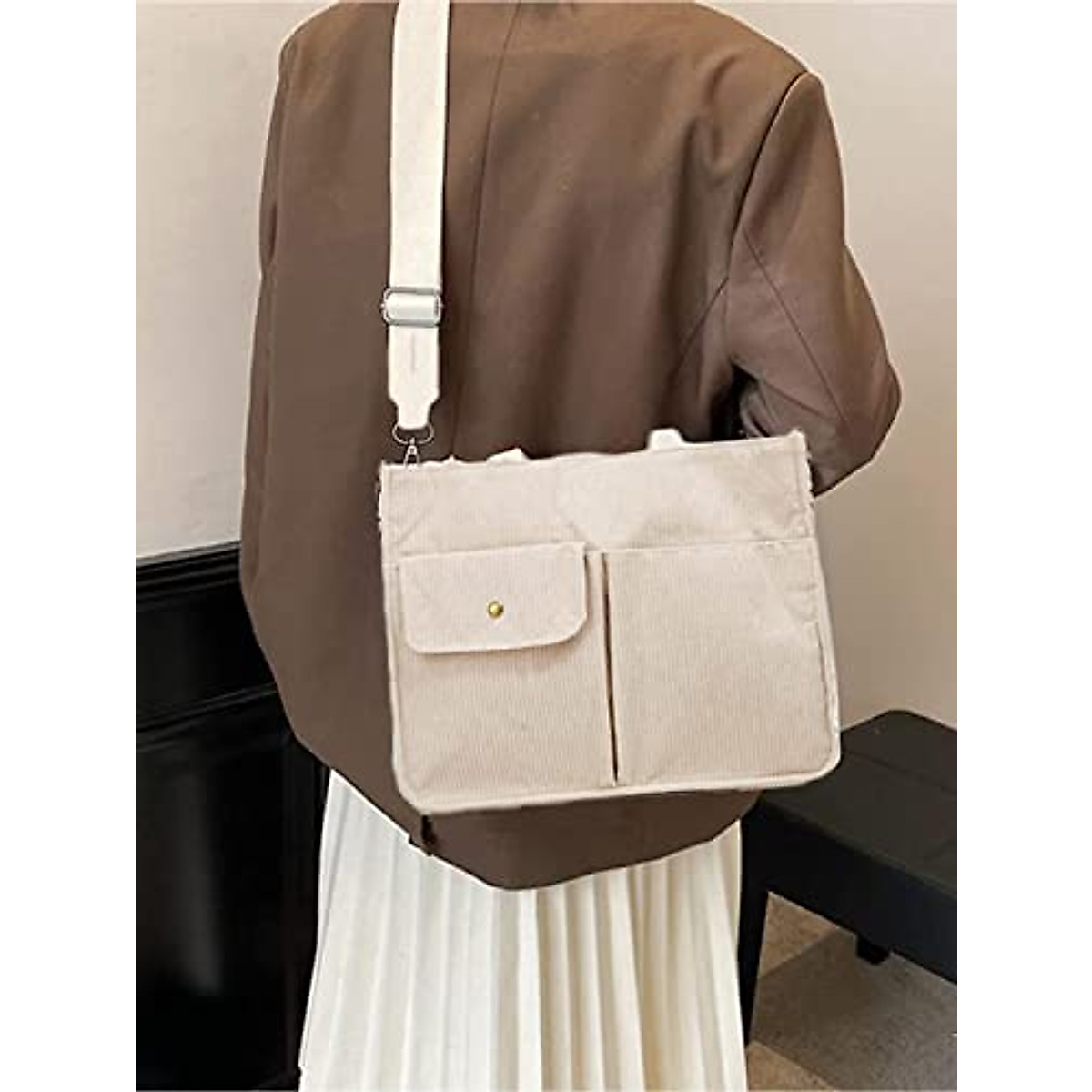 Tote Bag Women Corduroy Hobo Satchel College Travel Crossbody Bags Messenger Handbag 2023