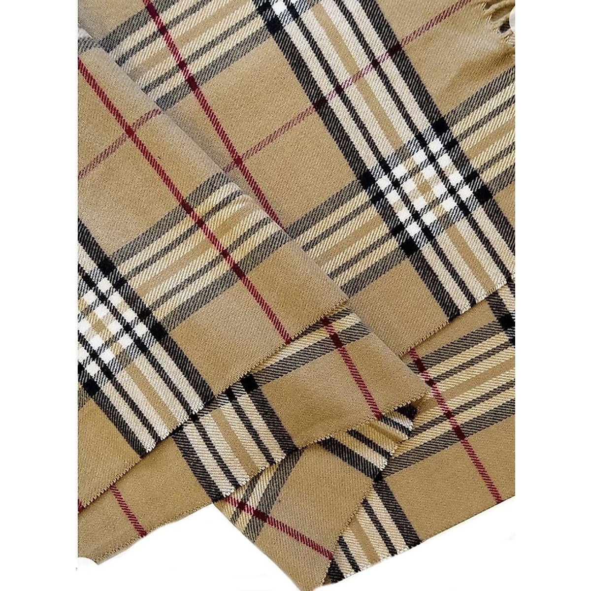 Classic Cashmere Feel Winter Scarf Super Soft Collection (CAMEL PLAID)