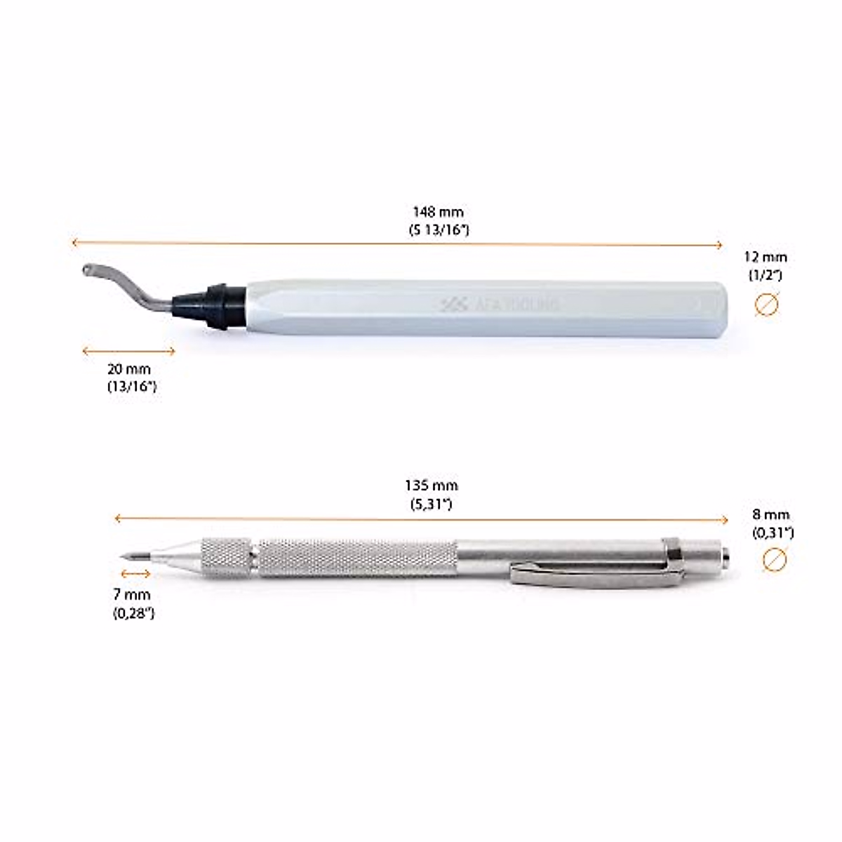 AFA Tooling - Deburring Tool with 11 High Speed Steel Blades and Tungsten Carbide Scribe - Works on Metal, Resin, PVC Pipes, Copper, Plastic and 3D Printed Edges - Plumbing & 3D Printing Tool