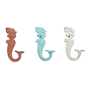 Deco 79 Metal Solid Wall Hook, Set of 3 4"W, 7"H, Multi Colored