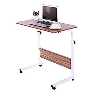 Fancasa Laptop Cart 31.5" Mobile Table Movable Portable Adjustable Notebook Computer Stand with Wheels (Teak)