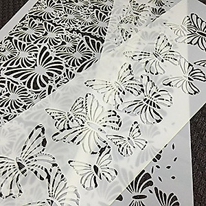 ART Kitchenware 3pcs/set Butterflies Stencil for Cake Side Decoration Fondant Wedding Cake Decorating Stencil Mold Icing Royal Stencil Tool ST-828 Beige/Semi-Transparent