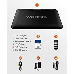WONNIE 17.9’’ Large Portable DVD/CD Player with 15.6‘’ Swivel Screen, 1366x768 LCD TFT, 6 Hrs 5600mAH Rechargeable Battery, Regions Free, Support USB/SD Card/ Sync TV , High Volume Speaker