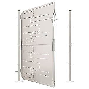 loibinfen Garden Fence Gate - Durable Stainless Steel,Outdoor Gate Garden Fence Post Gate Locks for Outdoor Fence Fencing for Yard Dog Fences, 39.4"x49.2" Stainless Steel -Model 2