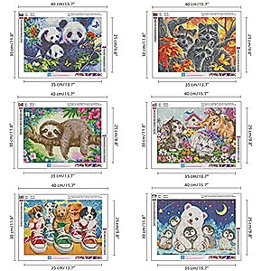 Diamond Painting Kits for Adults and Kids,6 Pack DIY 5D Diamond Painting Kits,Full Drill DIY Animals Paint by Number Diamond Art Paintings Home Wall Decor (16x12inch/40x30cm)