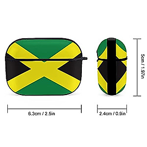 YouTary Jamaican Flag Pattern Apple Airpods pro Case Cover with Keychain, AirPod Headphone Cover Unisex Shockproof Protective Wireless Charging Headset Accessories