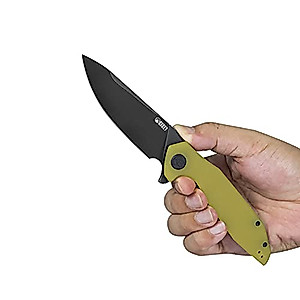 KUBEY Nova KU117C EDC Pocket Knife, Outdoor Hunting Camping Folding Knife with 3.62 Inch D2 Blade and Solid G10 Handles, Secure Reversible Clip for Men and Women