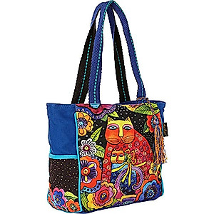 Laurel Burch Mother Daughter In Flowers Medium Tote (Blue)