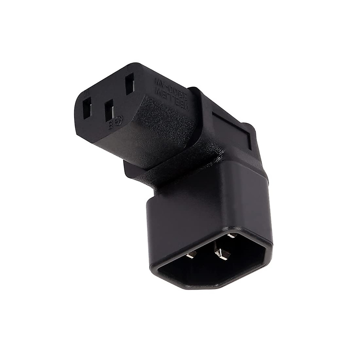 Vrllinking IEC C14 to C13 90 Degree Power Adapter for LCD Wall Mount TV/Computer Host/Monitor/Rice Cooker/Electric Kettle,10A PDU Plug, Up/Down Right Angled IEC Power Adapter (2 Pack/Black)