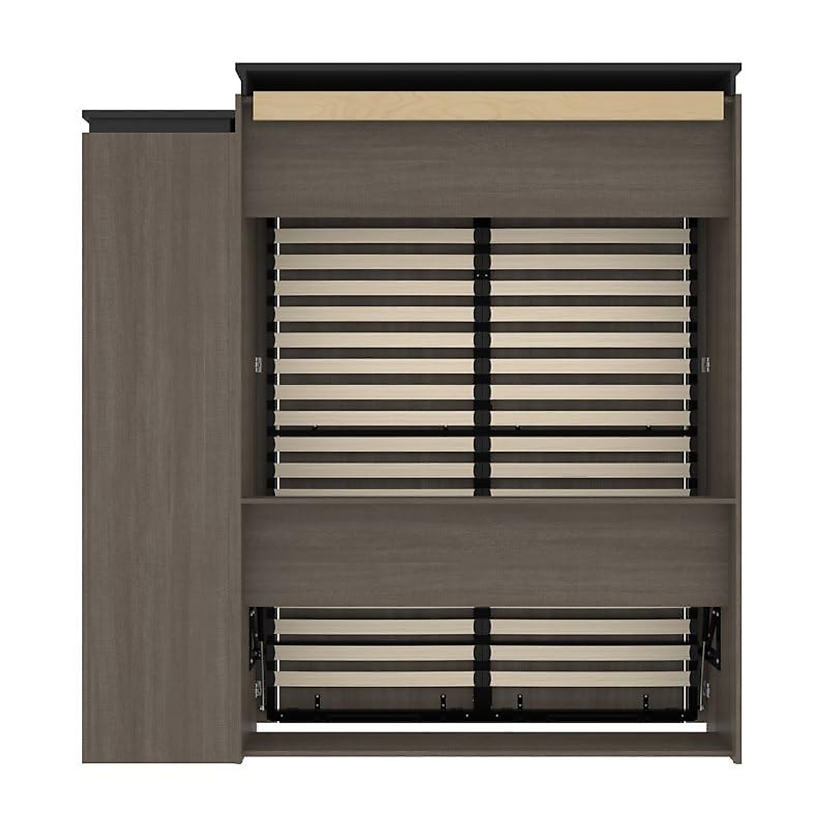 Atlin Designs 85" Modern Wood Queen Murphy Bed and Shelving w/Drawers in Gray